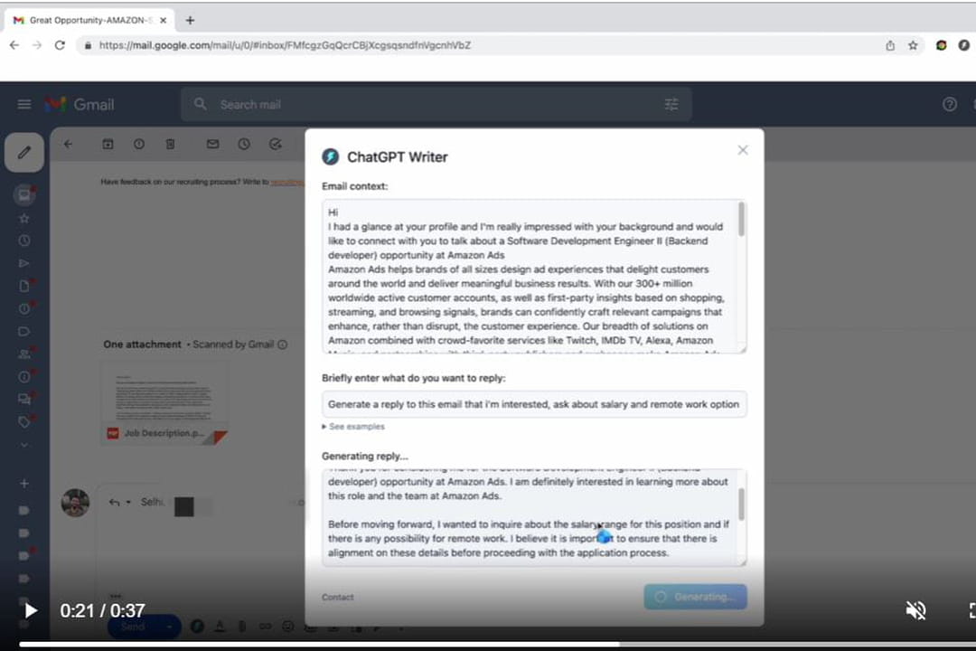 ChatGPT Writer pour rédiger des mails