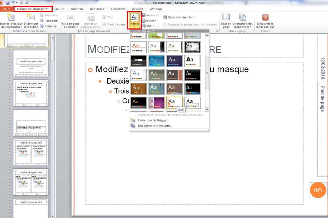 Choisir un masque prédéfini