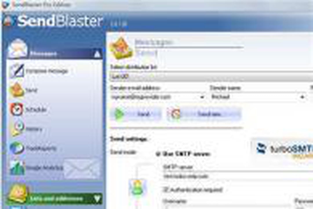 SendBlaster Pro : un éditeur HTML très riche pour concevoir les messages