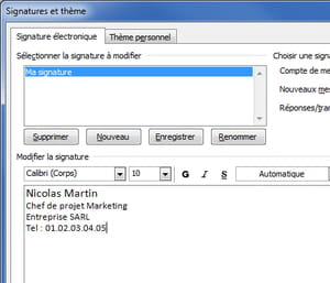 Concevoir une signature automatique
