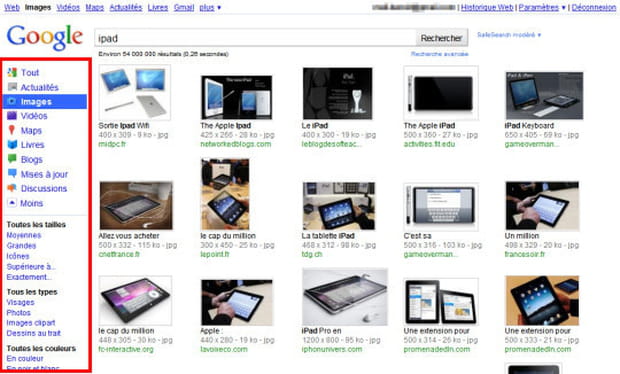 Tous types de recherche